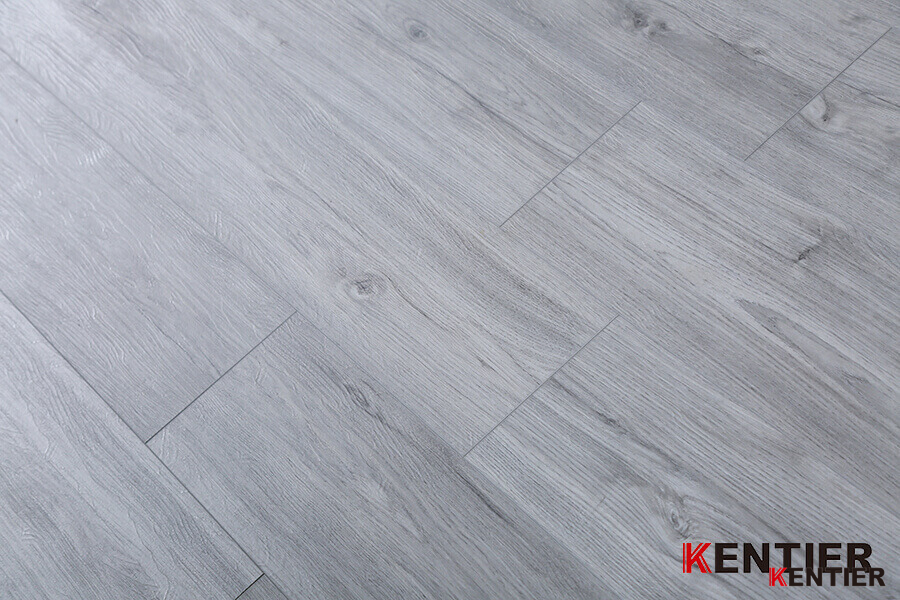 Light grey rigid vinyl SPC flooring with Kentier brand